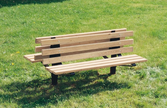 Bollard Style Double Sided Wood Bench - Site Furnishings - American ...